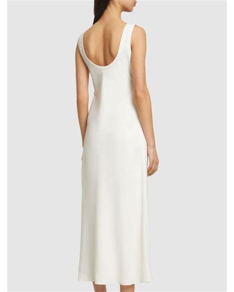 Brunello Cucinelli Fluid Linen Blend Twill Long Dress In White Lyst