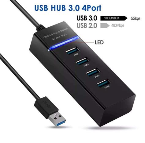 Promo Usb Hub 3 0 4 Port Super Speed 5gbps With Led Panjang Kabel 1 2