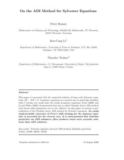 On The Adi Method For Sylvester Equations