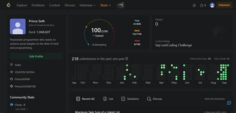 Im Excited To Share That Ive Completed 100 Questions On Leetcode Prince Seth