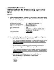 Laboratory Exercise ARG Docx Laboratory Exercise Introduction To Operating Systems OS