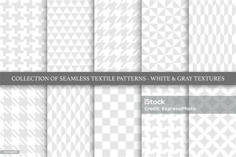 흰색과 회색 직물 원활한 텍스처의 컬렉션입니다 기하학적 반복 가능한 직물 배경입니다 0명에 대한 스톡 벡터 아트 및 기타 이미지 0명 가리기 개념 Istock