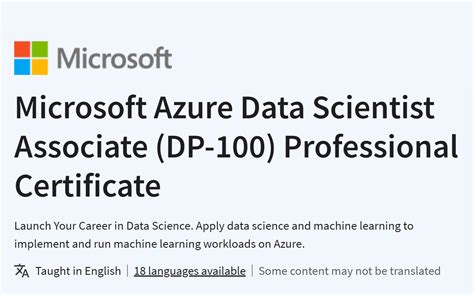 Microsoft Azure Data Scientist Associate Dp 100 Professional