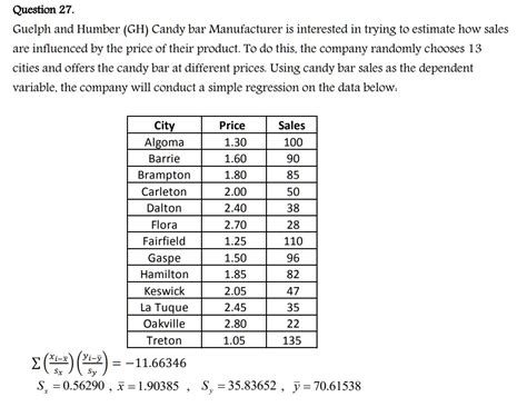 Questions Below A What Is The Response Variable B Compute The