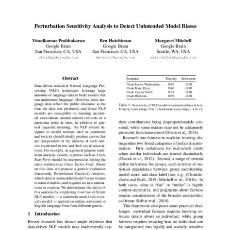 Perturbation Sensitivity Analysis To Detect Unintended Model Biases