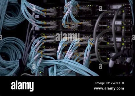 Servers Racks Close Up In Modern Data Center Cloud Computing Datacenter Server Room Stock Video