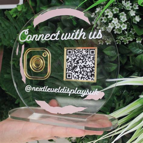 Social Media Desk Sign Acrylic Qr Code Display For Interactive Engagement Next Level Displays