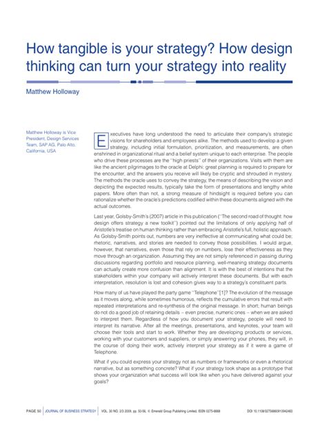How Tangible Is Your Strategy Pdf Design Thinking Prototype
