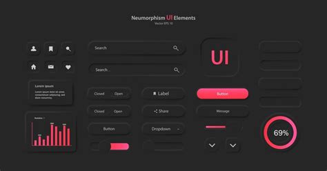 Premium Vector A Set Of User Interface Elements For A Mobile Application In Black And Pink