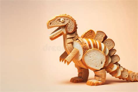 Close Up Of Dinosaur Made Out Of Sliced Bread Fun And Playful Design Stock Image Image Of