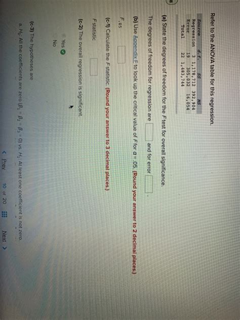 solved refer to the anova table for this regression source