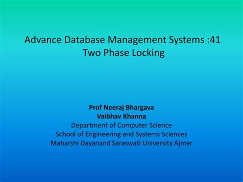 2 Phase Locking Protocol Dbms Pptx