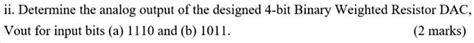 Solved Determine The Analog Output Of The Designed 4 Bit Binary