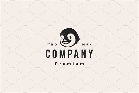 penguin head hipster vintage logo masterbundles
