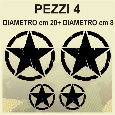 4 Adesivi Stella Militare 20x208x8 Us Army Jeep Renegade Suzuki