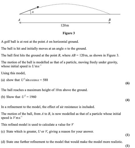 A Level Maths Test Projectiles Edexcel