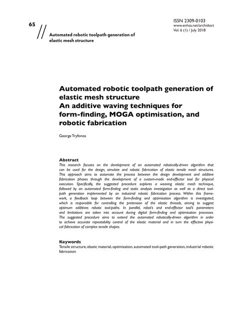 Pdf Automated Robotic Toolpath Generation Of Elastic Mesh Structure