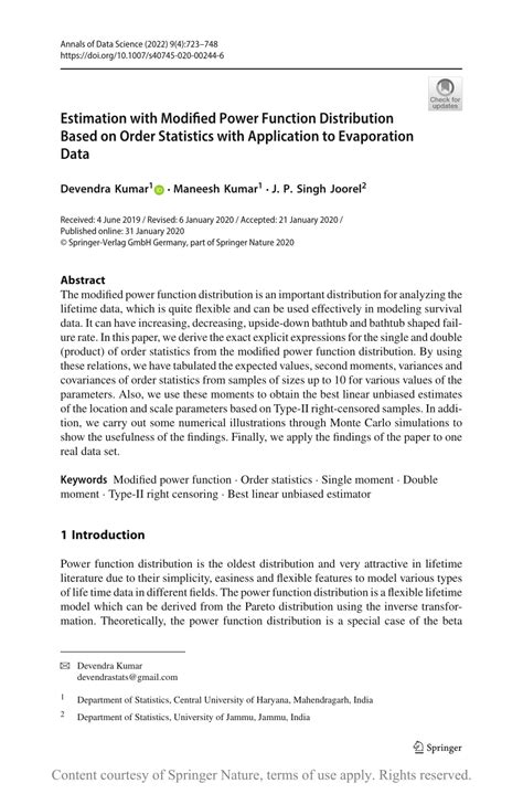 Estimation With Modified Power Function Distribution Based On Order