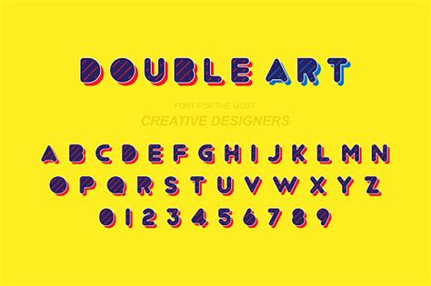 창조적 인 디자인 템플릿을위한 파란색과 빨간색 의 원래 알파벳 노란색 배경의 글꼴입니다 플랫 일러스트 Eps10 0명에 대한