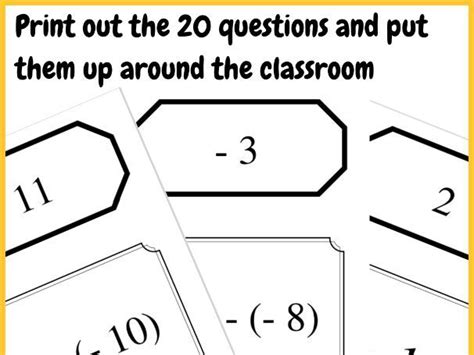 Adding And Subtracting Negative Numbers Treasure Hunt Teaching Resources