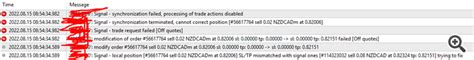 Error Msg Signal Synchronization Failed Processing Of Trade Actions Disabled Anyone Help