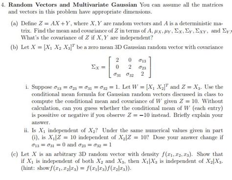 Solved Random Vectors And Multivariate Gaussian You Can