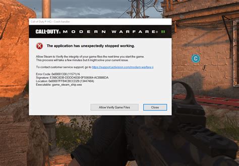 game keeps crashing with this error r modernwarfareii