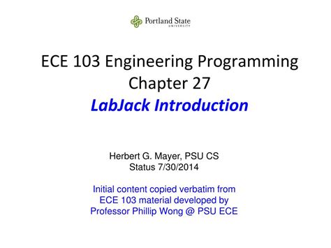 Ppt Ece 103 Engineering Programming Chapter 27 Labjack Introduction