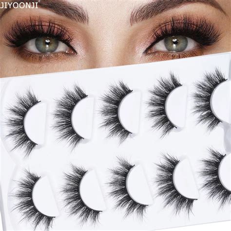 5 Pieces Of 5d Cross Style False Eyelashes With Thick Dense And Long