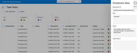 Azure Functions Durable Task Scheduler ダッシュボードを使用してオーケストレーションをデバッグおよび管理