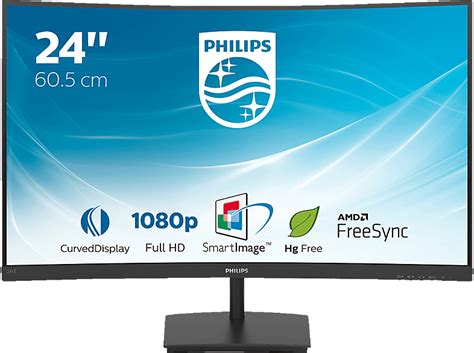 PHILIPS 241E1SC 24 Zoll Full-HD Gaming Monitor (4 ms Reaktionszeit, 75 ...