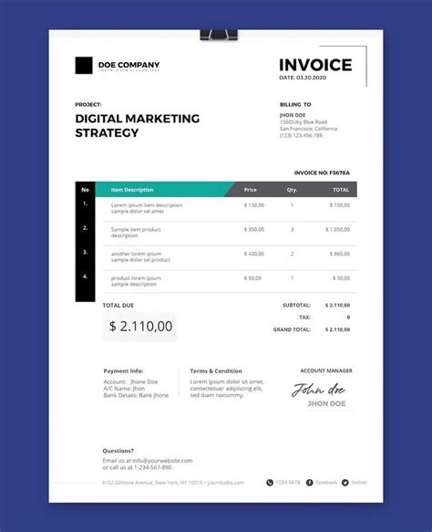 Business Pro Invoice Template Invoice Template Invoice Design Invoicing