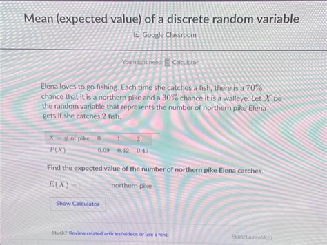 solved mean expected value of a discrete random variable
