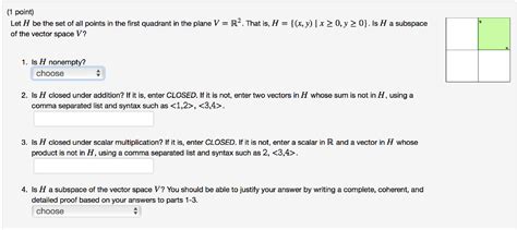 solved 1 point let h be the set of all points in the first