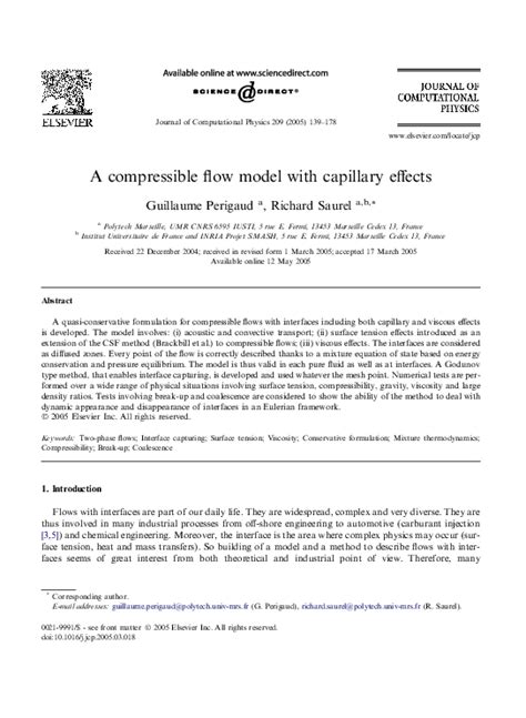 pdf a compressible flow model with capillary effects richard saurel