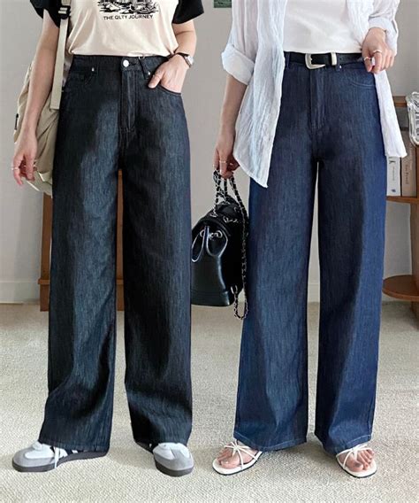 셋업가능 키작녀청바지 여름 논페이드 생지데님 블랙진 세미와이드청바지 진청바지 흑청바지 데님셋업 에이블리