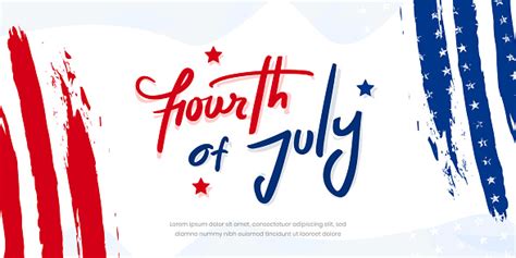 7월 4일 미국 불꽃놀이 는 레드와 블루 그런지 빈티지 복고풍 브러시 스트라이프 디자인 스타 용 판매 배너 할인 배너 광고 배너 등을 디자인합니다 4에 대한 스톡 벡터 아트