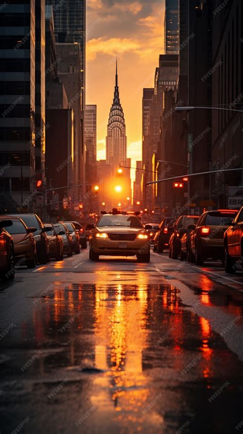 Free Photo View Of New York City Street At Sunset