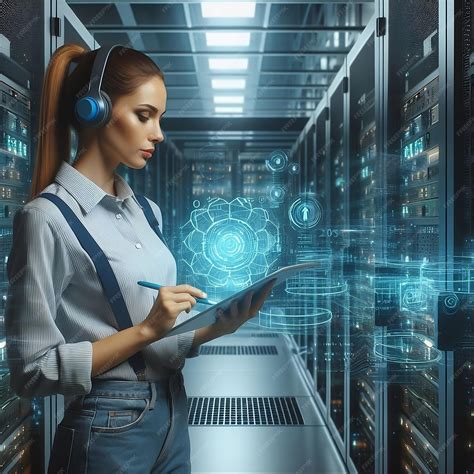 Premium Photo Successful Female Data Center It Specialist Using Tablet Computer Turning