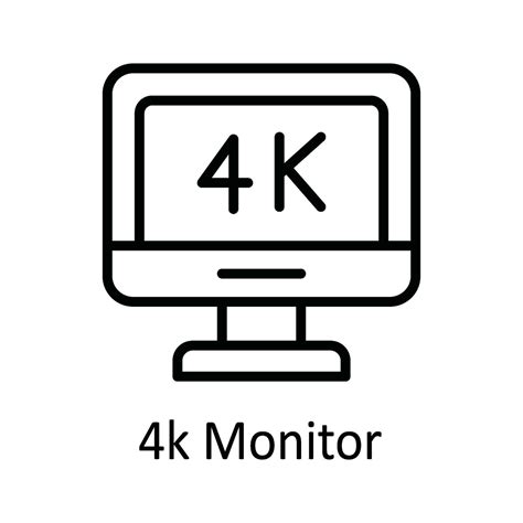 4k Monitor Vector Outline Icon Design Illustration Online Streaming Symbol On White Background