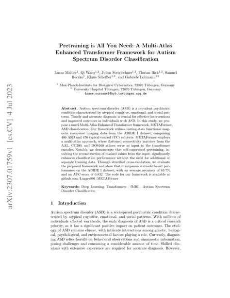 Pdf Pretraining Is All You Need A Multi Atlas Enhanced Transformer