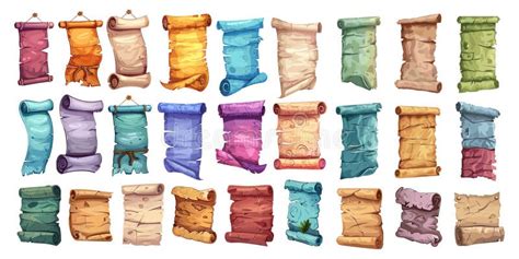 cartoon parchment scrolls colorful papyrus scroll rpg mobile casual