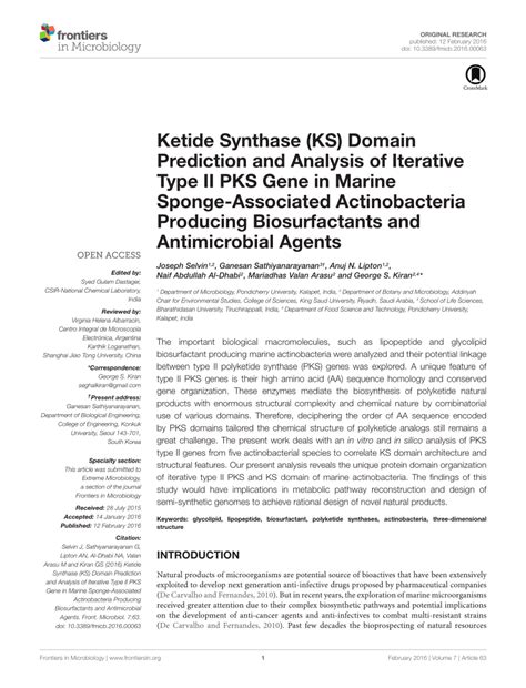 Pdf Ketide Synthase Ks Domain Prediction And Analysis Of Iterative Type Ii Pks Gene In