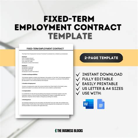 Fixed Term Employment Contract Template Employment Agreement Template Temporary Job Contract For