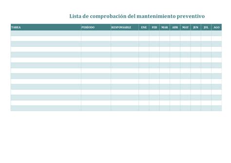 Plantilla De Lista De Comprobación Del Mantenimiento Preventivo