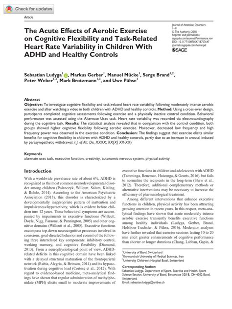 The Acute Effects Of Aerobic Exercise On Cognitive Fl Exibility And Task Related Heart Rate