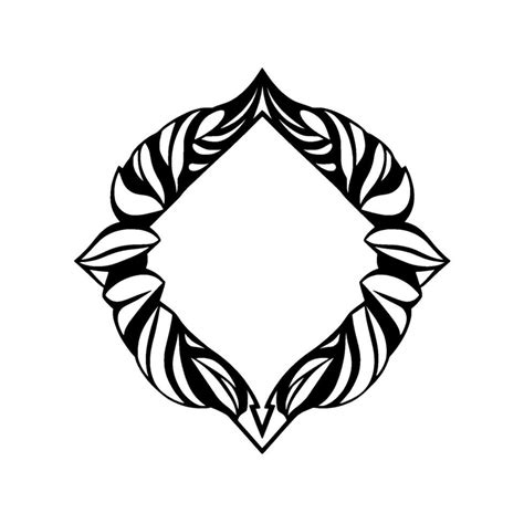 Black And White Symmetrical Geometric Floral Forming A Diamondshaped Frame Detailed Leaf