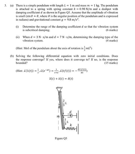 Solved 3 A There Is A Simple Pendulum With Length L 1 M Chegg Com