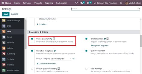 how to request an online signature to confirm orders with odoo 16