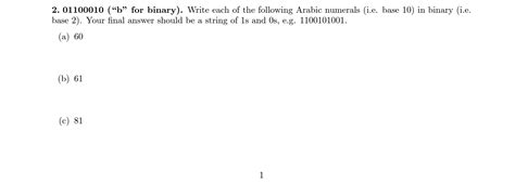 Solved 01100010 B For Binary Write Each Of The Chegg Com